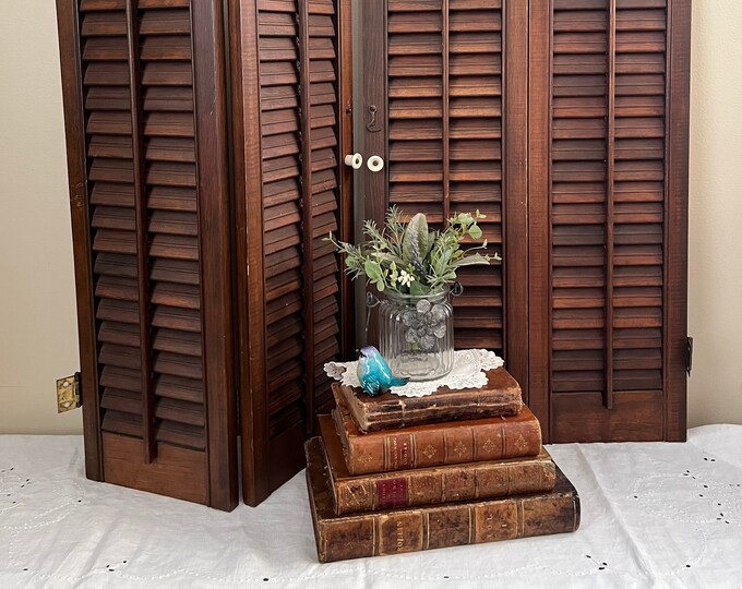 Wooden Louver Shutters 27 1/4” Tall Vintage Pine Rustic Plantation ...