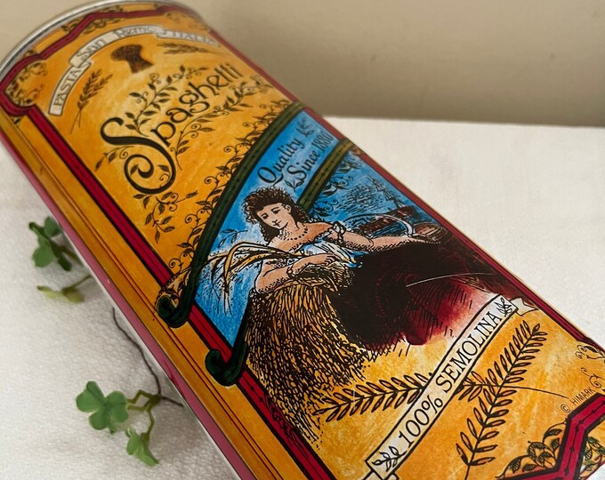 Vintage Pasta Tin - Pasta San Remo Italia - Tall Oval Spaghetti Storage ...