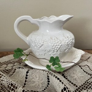 Vintage Pitcher & Wash Basin Saucer Simple Miniature Small White ...