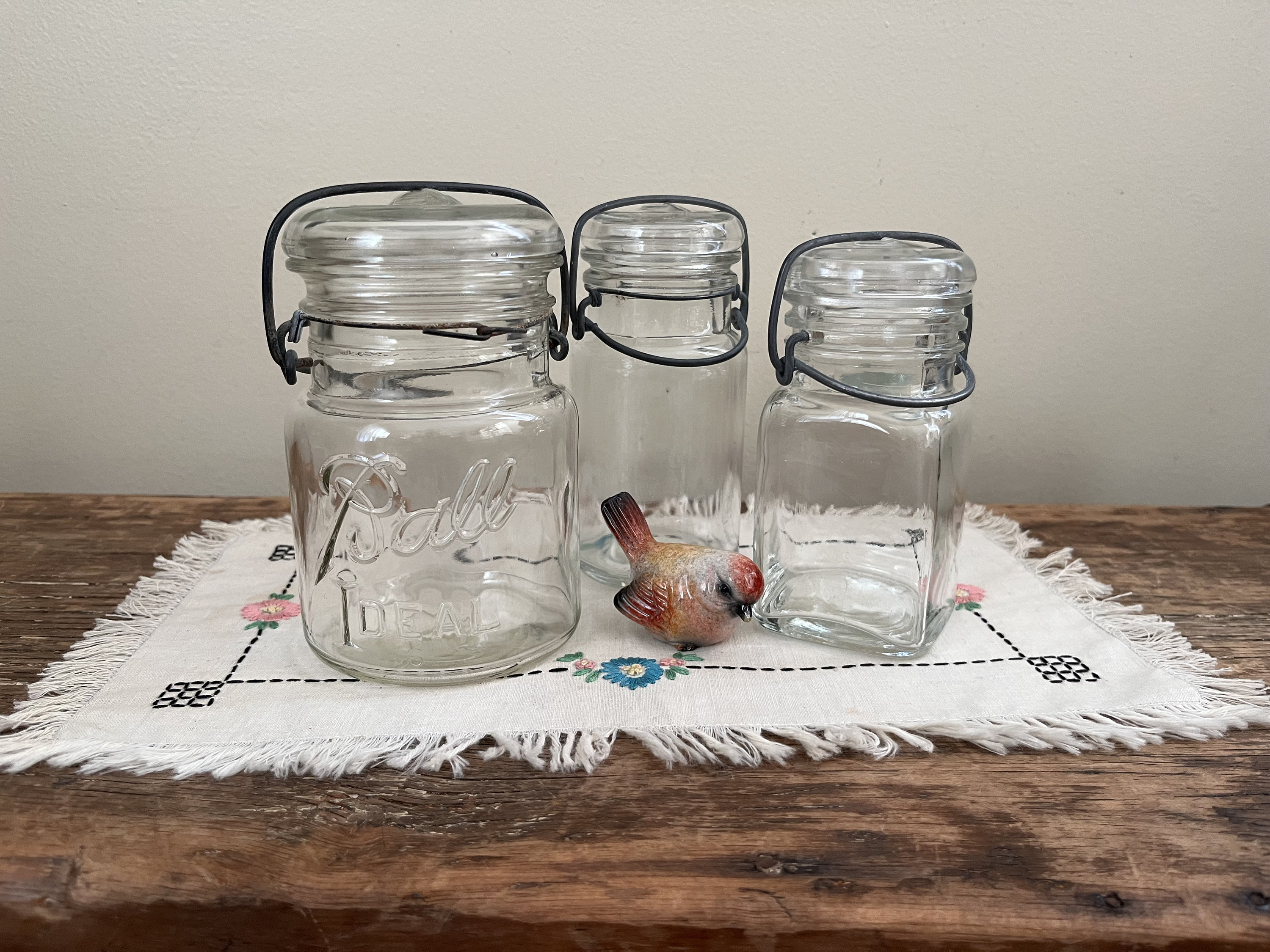 Set of 3 Vintage Jars With Wire Lid Clasps - Etsy