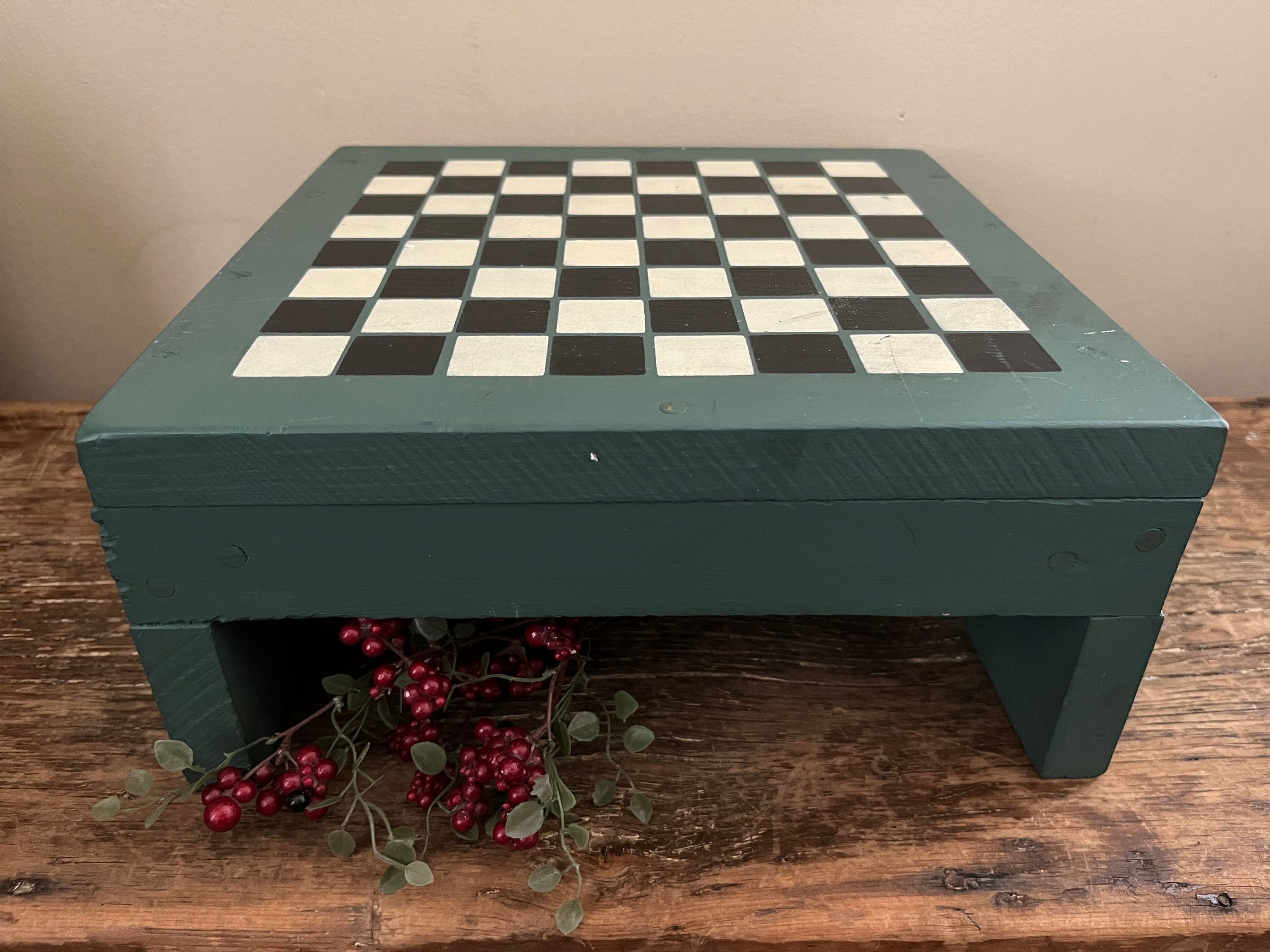 Handmade Checkers Table Wood Bench Stool - Etsy