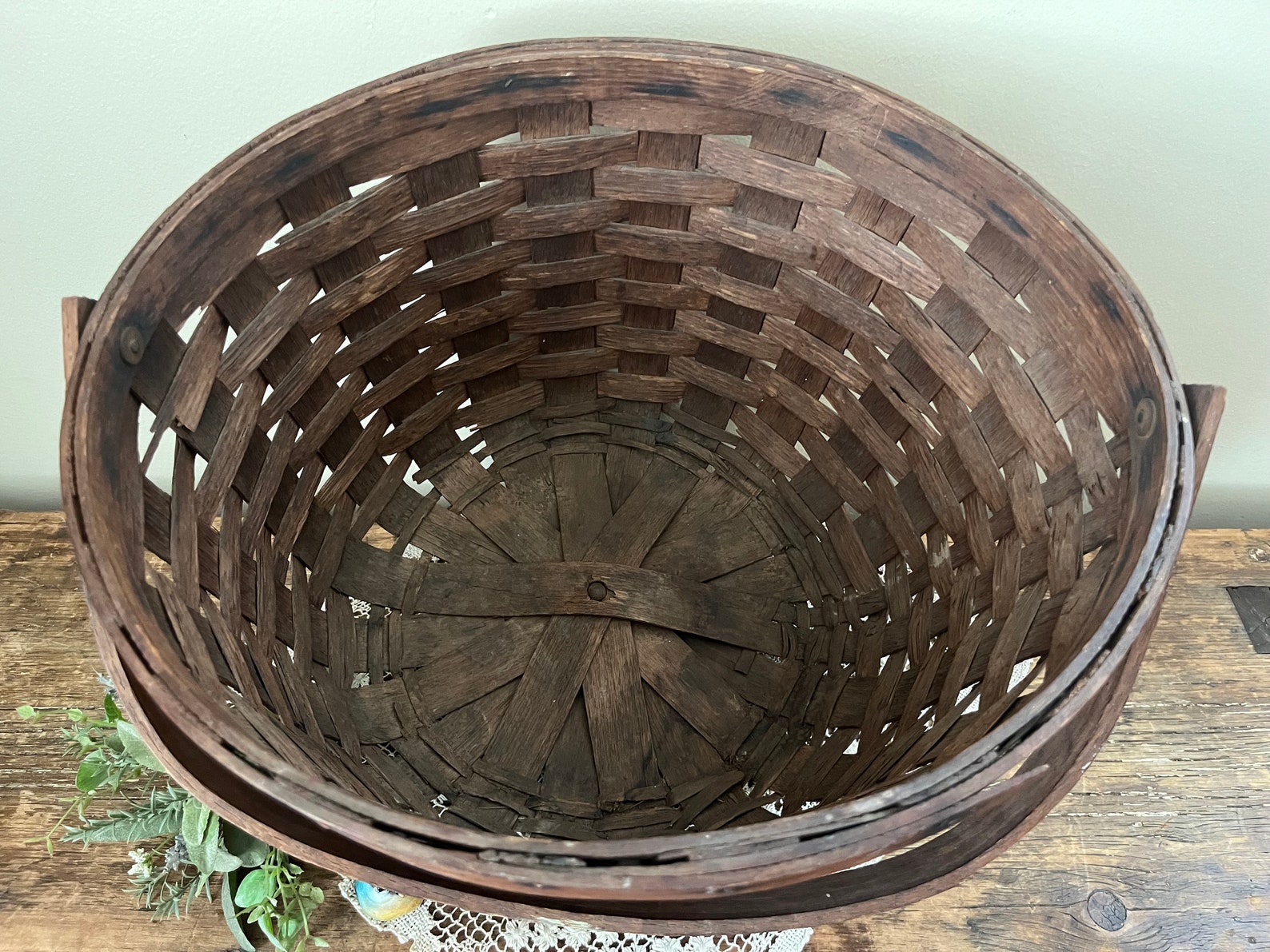 Antique Woven Wood Splint Basket Gathering Basket Farmers - Etsy