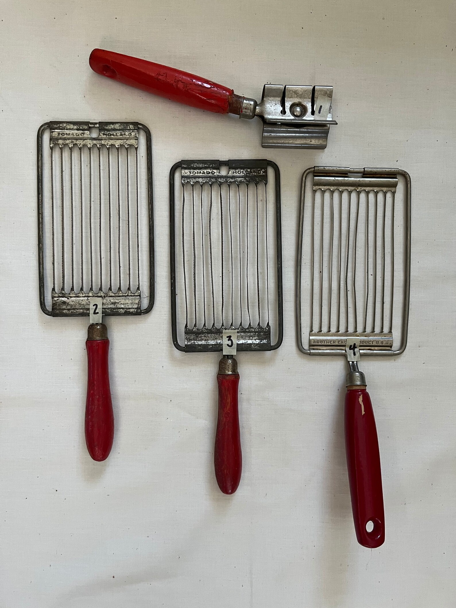 Vintage Red Wood Handle Kitchen Utensils Farmhouse Cottage Ekco Androck ...