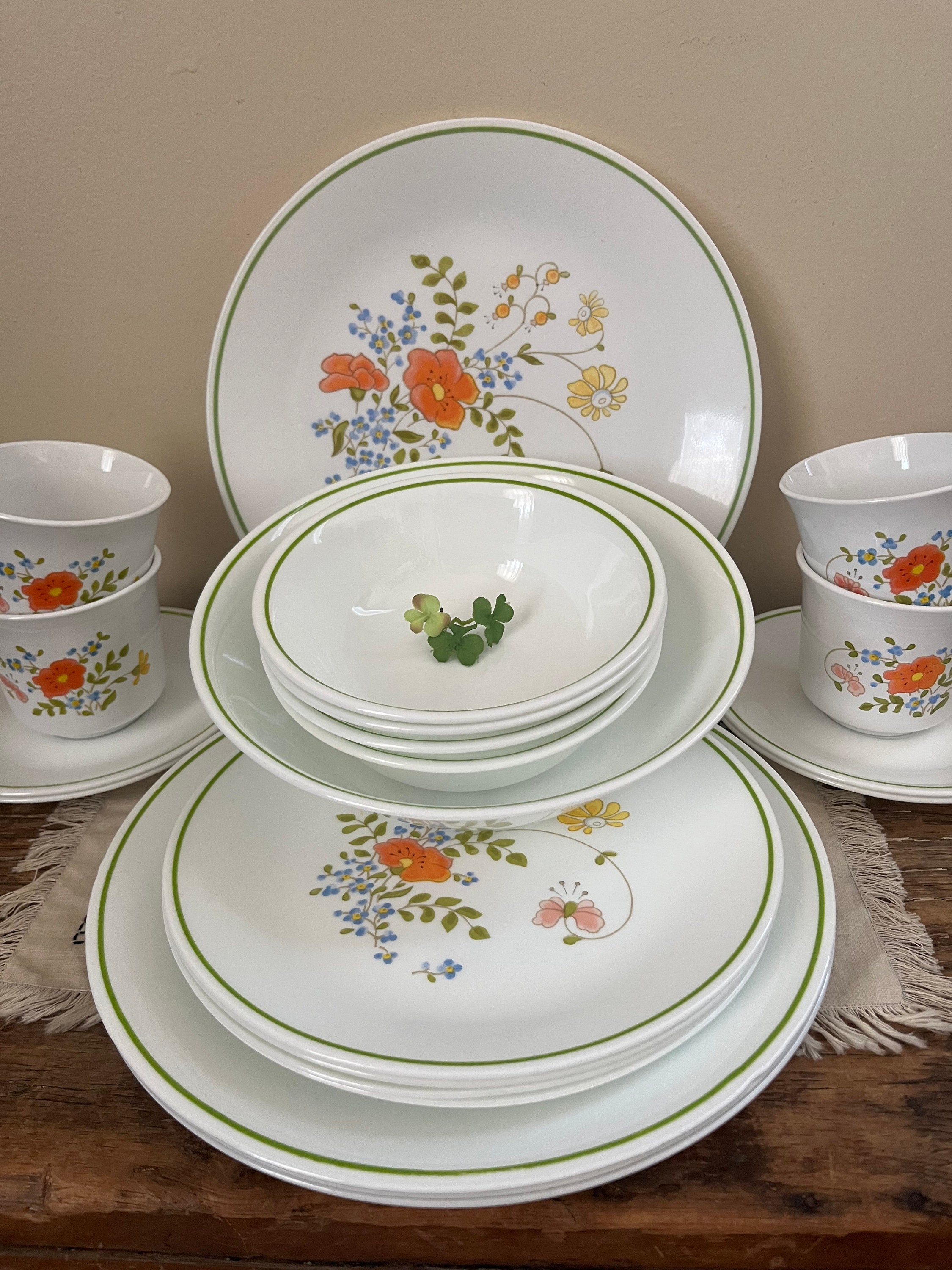 Vintage Corelle 21 Pc Set Wildflower or Spring Bouquet Pattern 5 Pc ...