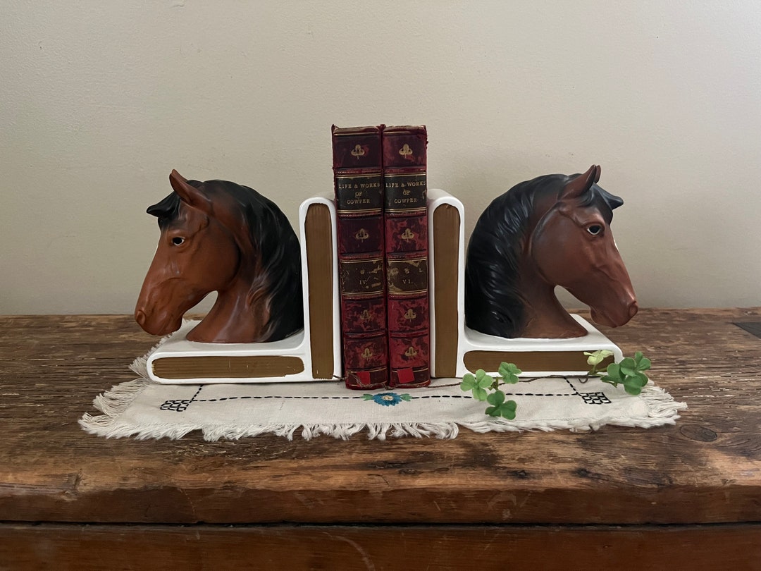 Pair Lefton Horse Book Ends - Vintage Ceramic Horse Book Ends Made in ...
