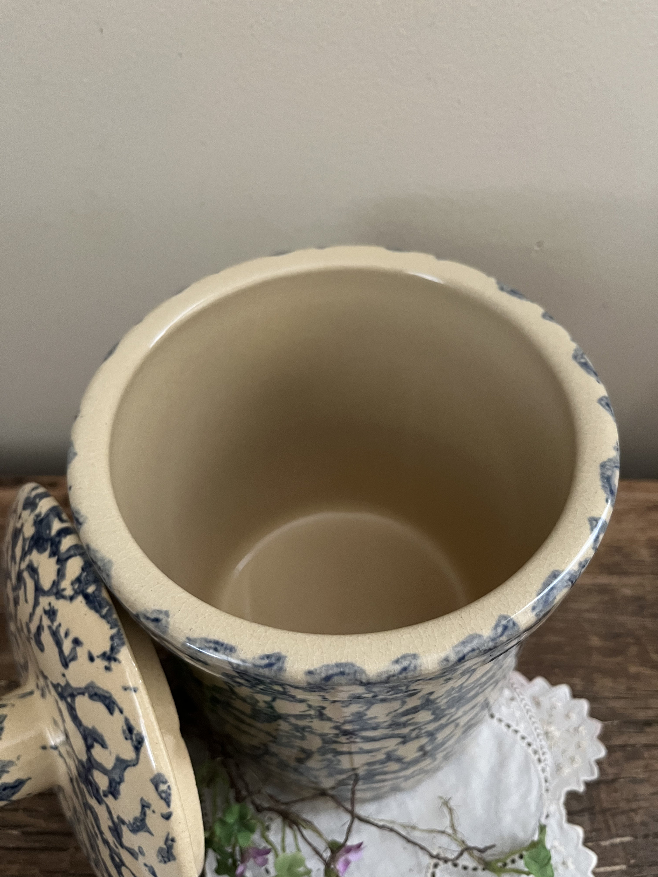 Vintage High Jar 2 Qt RRP Splatterware Spongeware Stoneware Crock ...