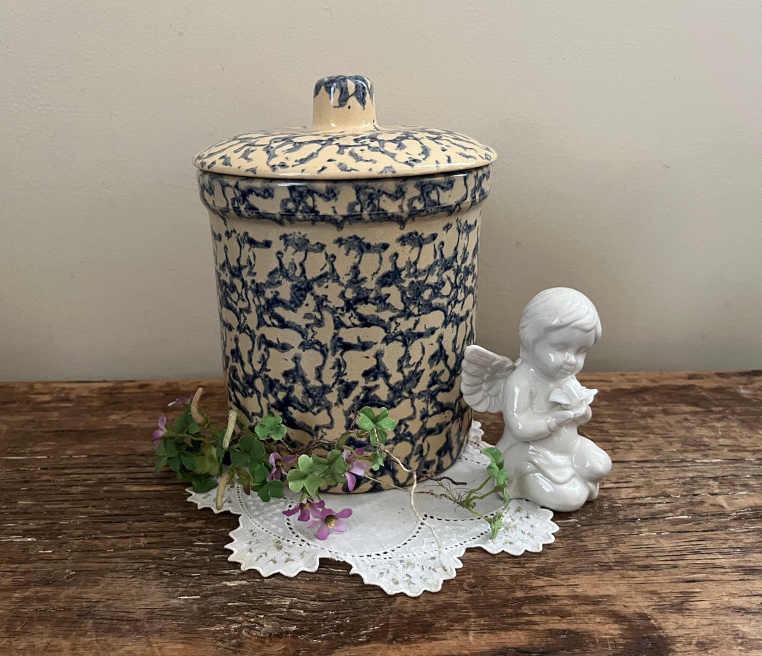 Vintage High Jar 2 Qt RRP - Splatterware Spongeware Stoneware Crock ...