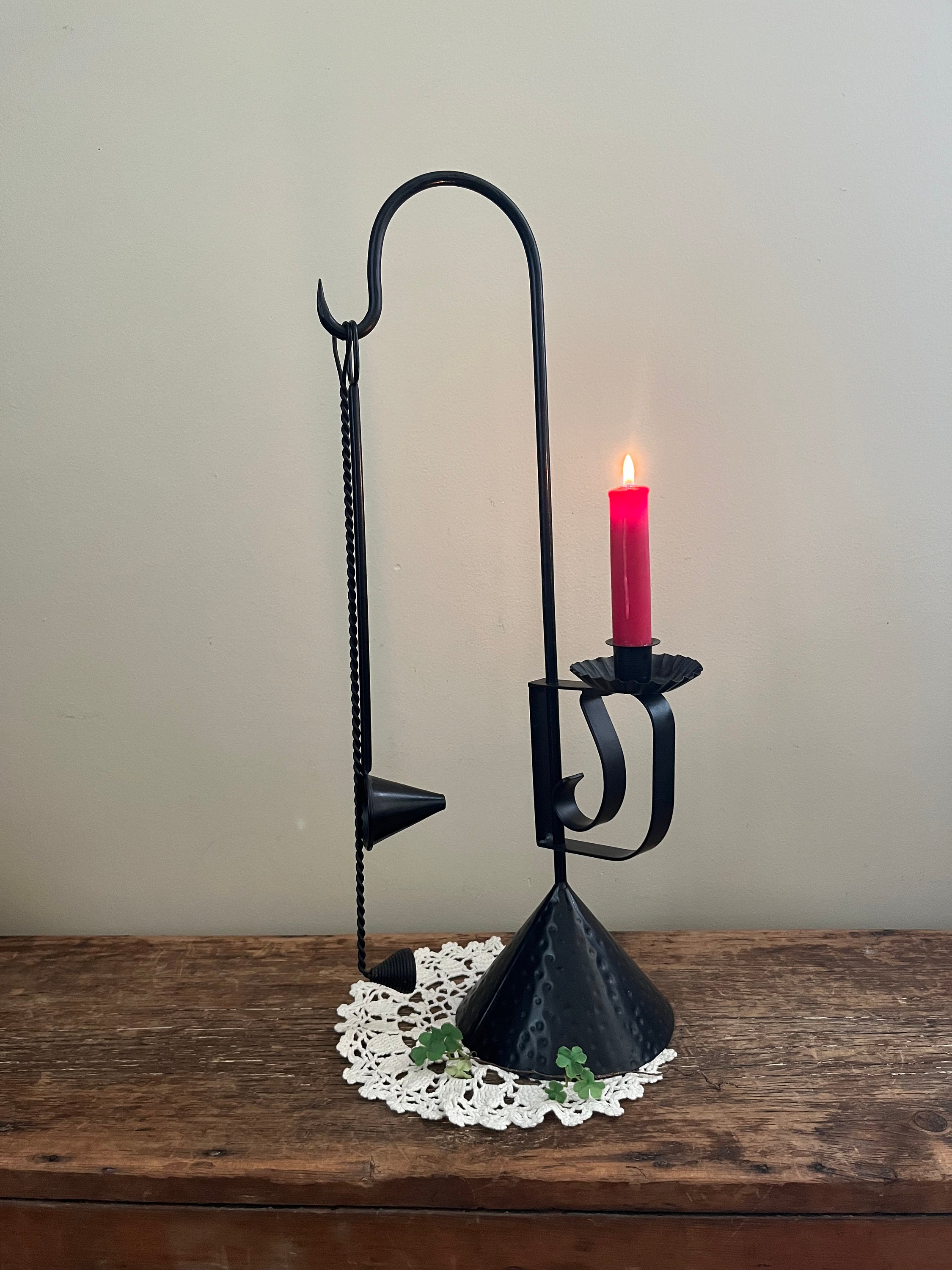 Vintage Height Adjustable Candleholder Vintage Reproduction Colonial Black Hammered Metal Candle ...