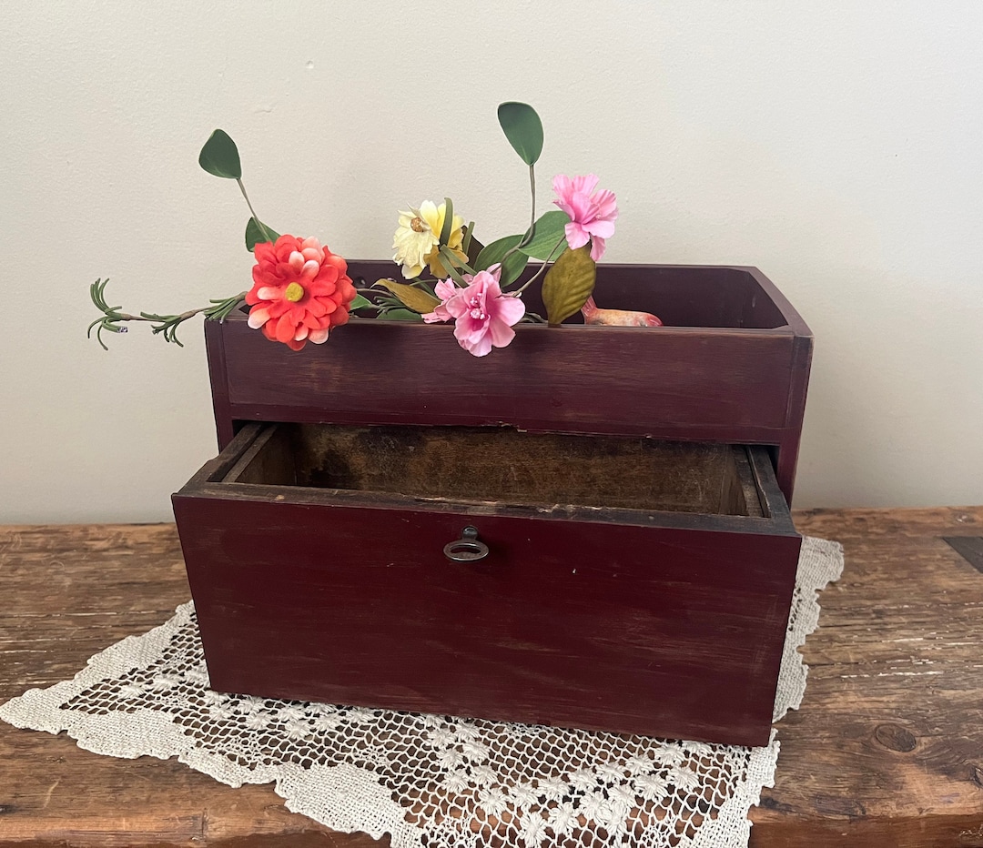 Vintage Primitive Box Table Top or Hanging Display Box W/ Drawer ...