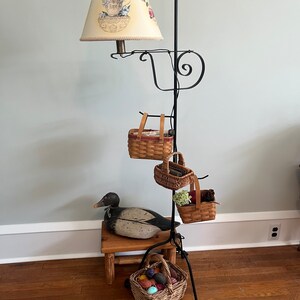 Vintage Longaberger Basket Lamp - Black Wrought Iron Basket Display ...