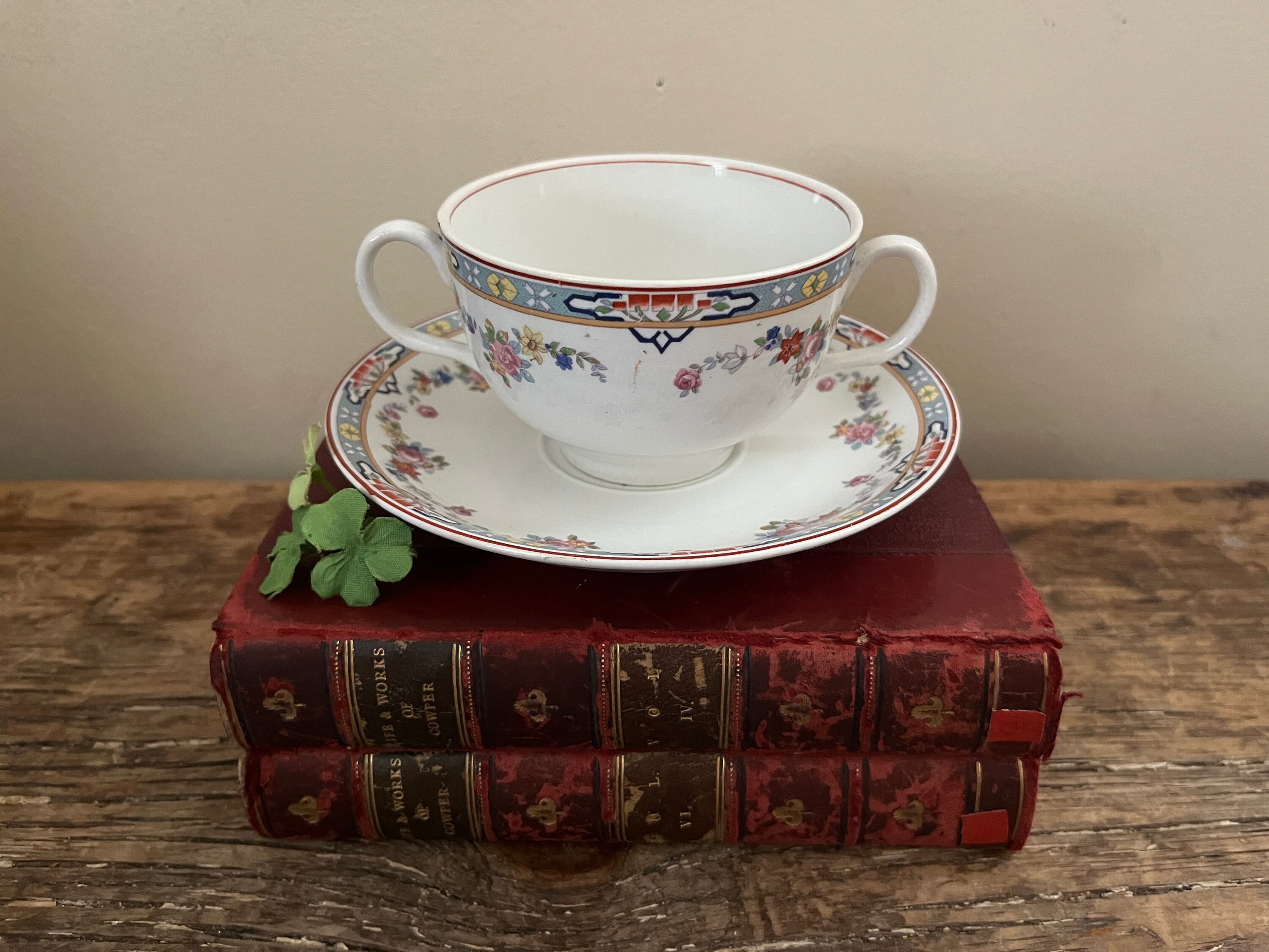 Vintage W.H. Grindley Bouillon Cup & Saucer Dresden Pattern Tea Cup and ...