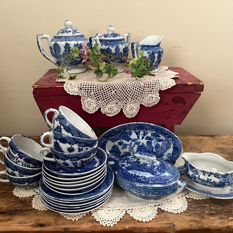 Blue Willow Tea Set - Etsy