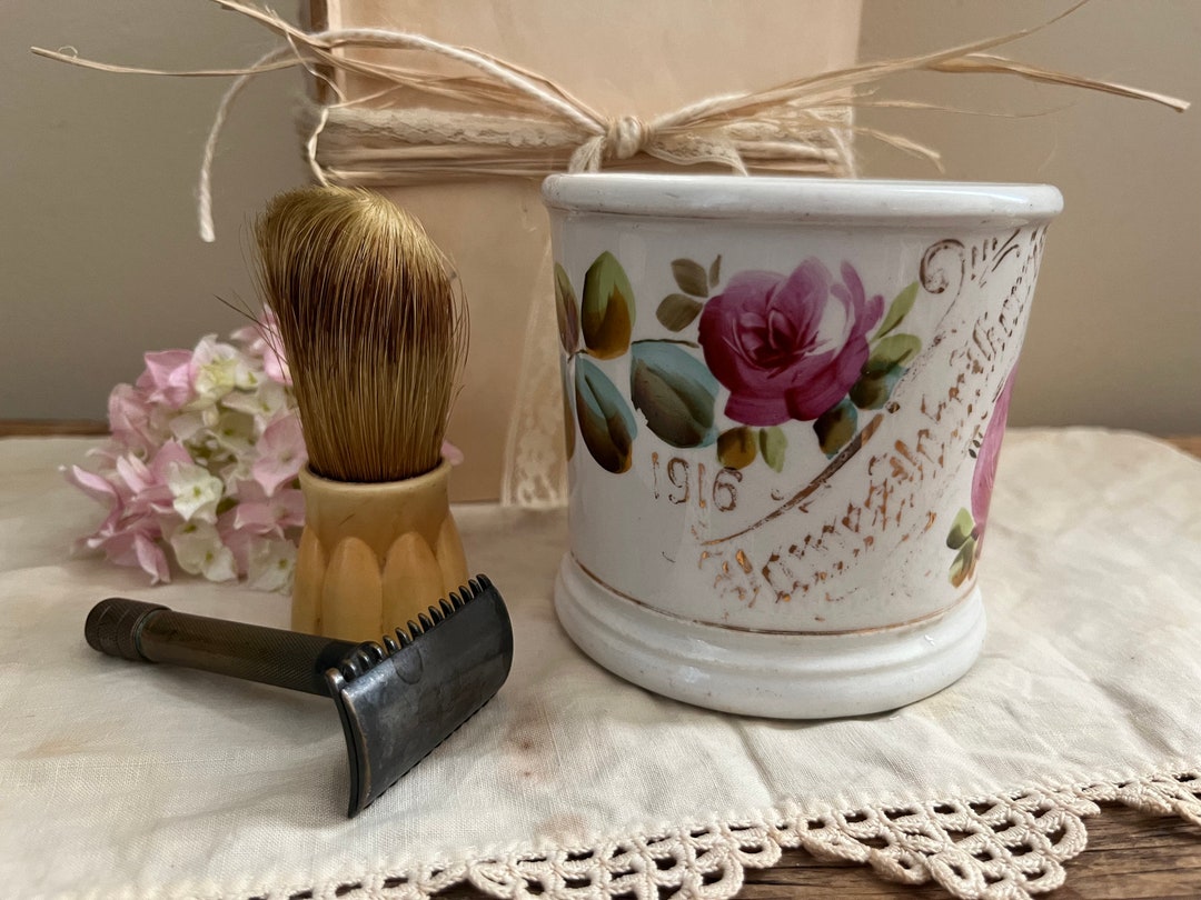 Vintage Shaving Set - Shaving Mug - Shaving Bristle Brush - Safety ...