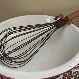 Vintage French Balloon Whisk Farmhouse Industrial Extra Large Wire ...