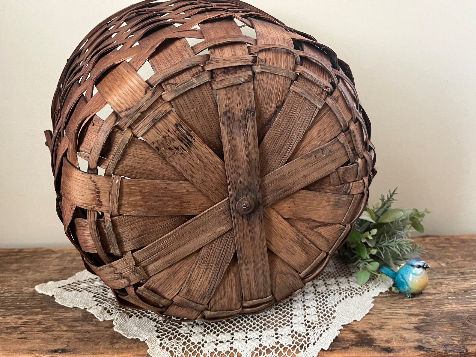 Antique Woven Wood Splint Basket Gathering Basket Farmers - Etsy
