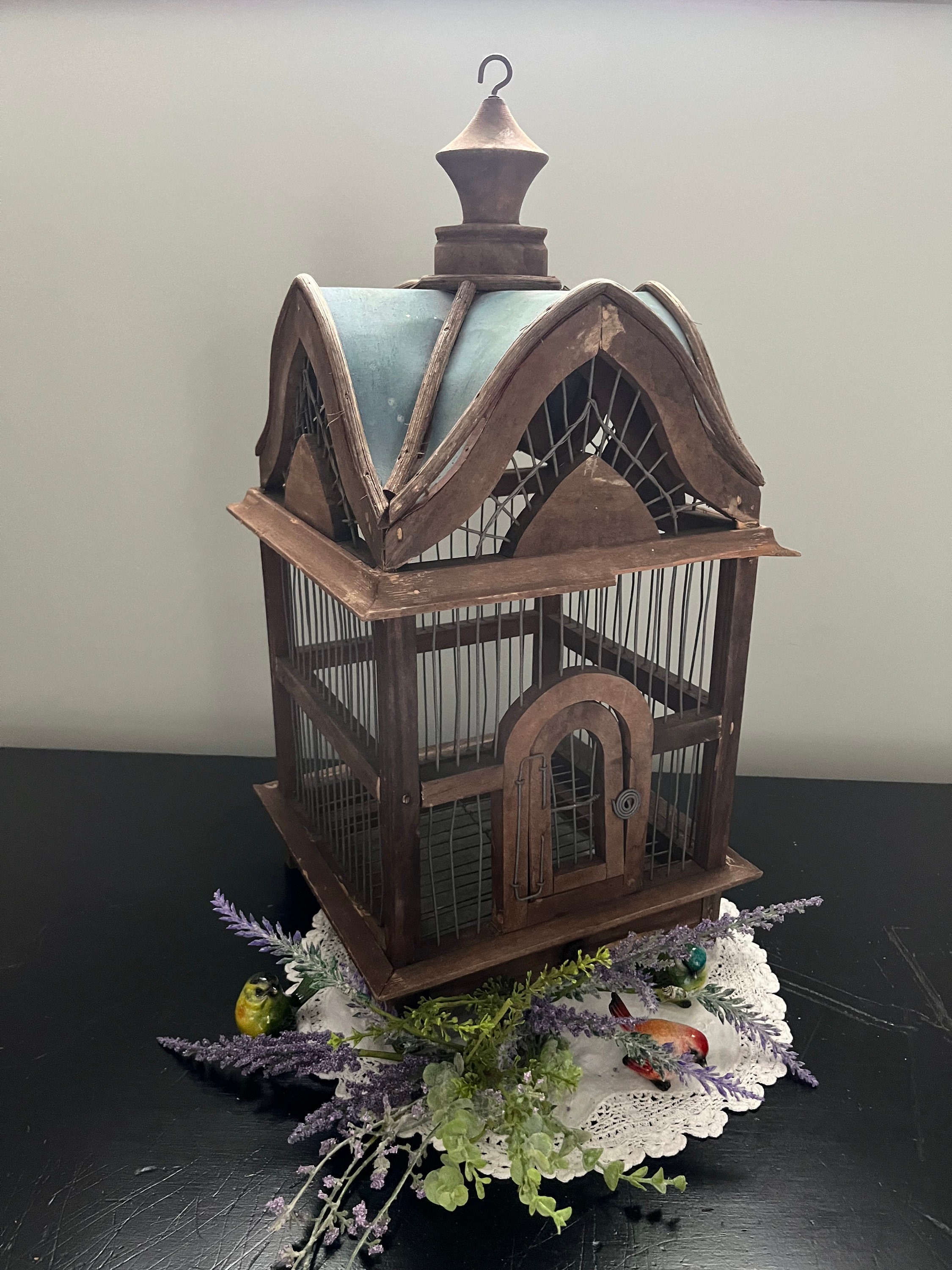 Charming Primitive Vintage Bird Cage - Vintage Weathered Bird Cage With ...