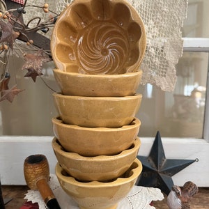 Set of 2 Antique Stoneware Mold W/ Swirl Pattern - Vintage Pudding ...