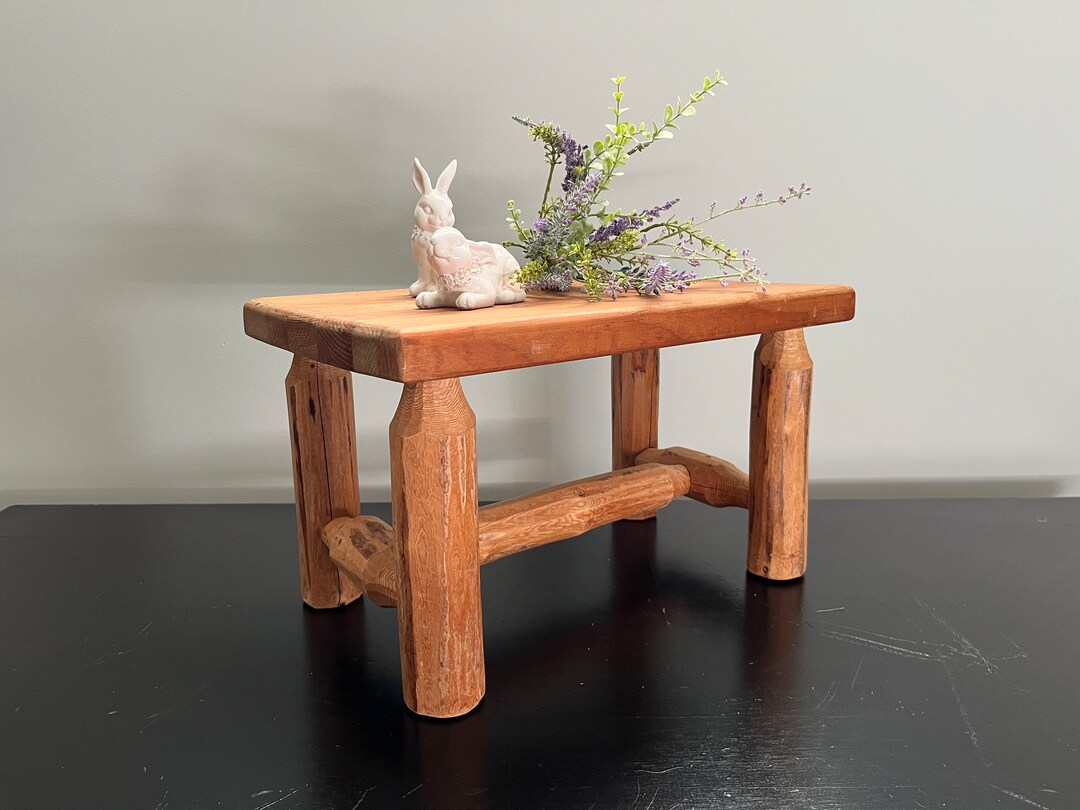 Vintage Pine Wood Stool W/ Carved Legs - Vintage Wood Step Stool Bench ...