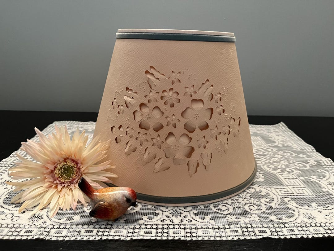Vintage Cut and Pierced Paper Lamp Shade Handcrafted Beige Vintage Cut ...