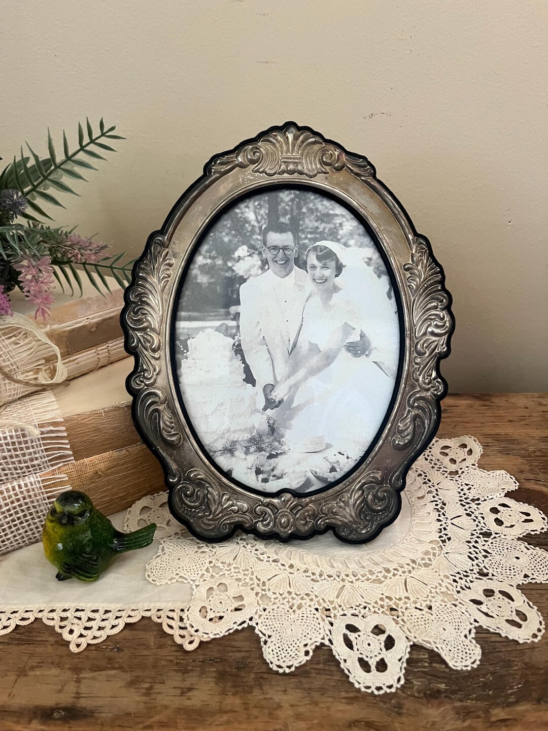 Tarnished Silver Plate Oval Frame - Vintage Photograph Silver Plated ...