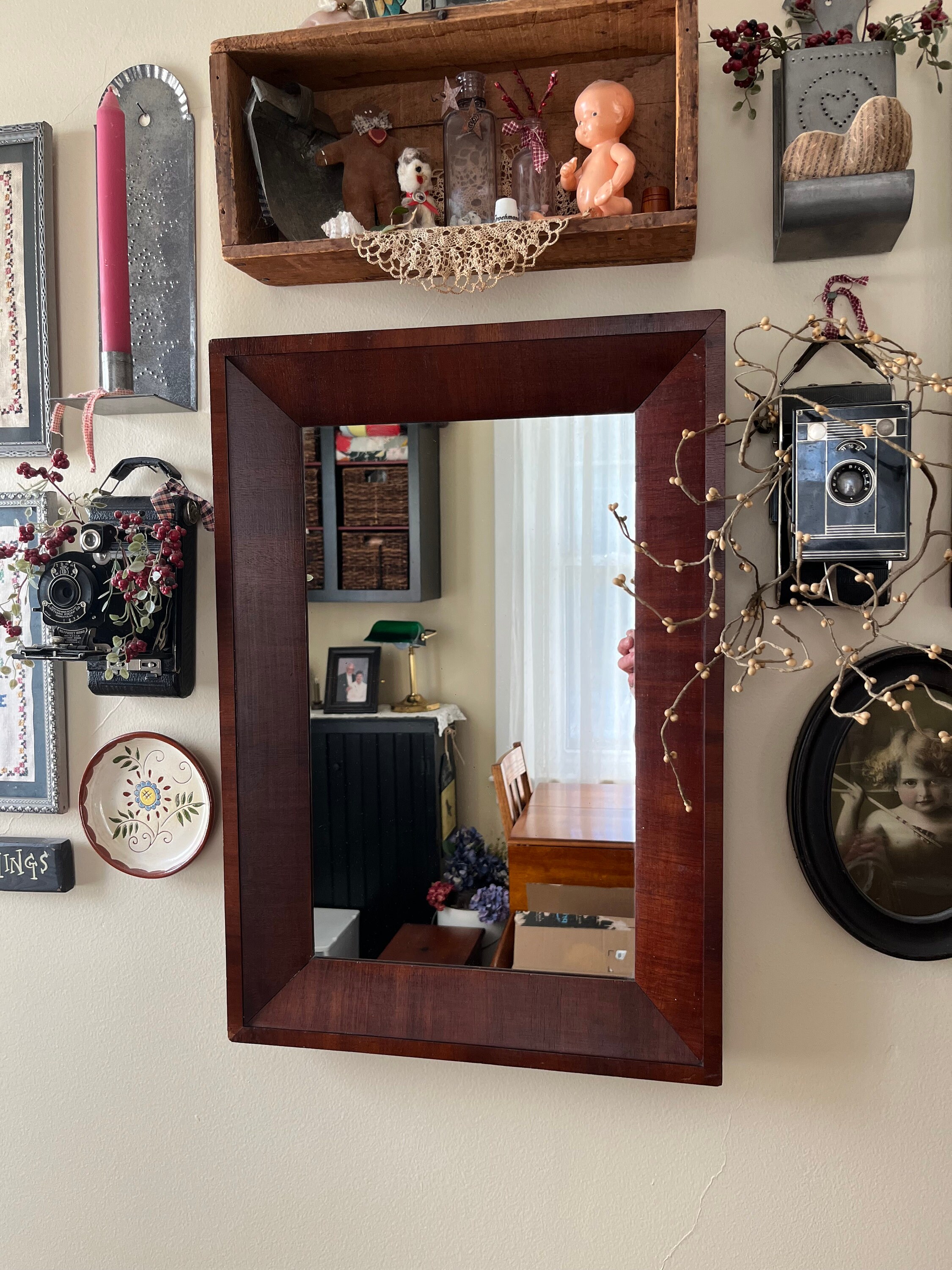 Vintage Wall Mirror - Antique Wood Framed Mirror - Etsy