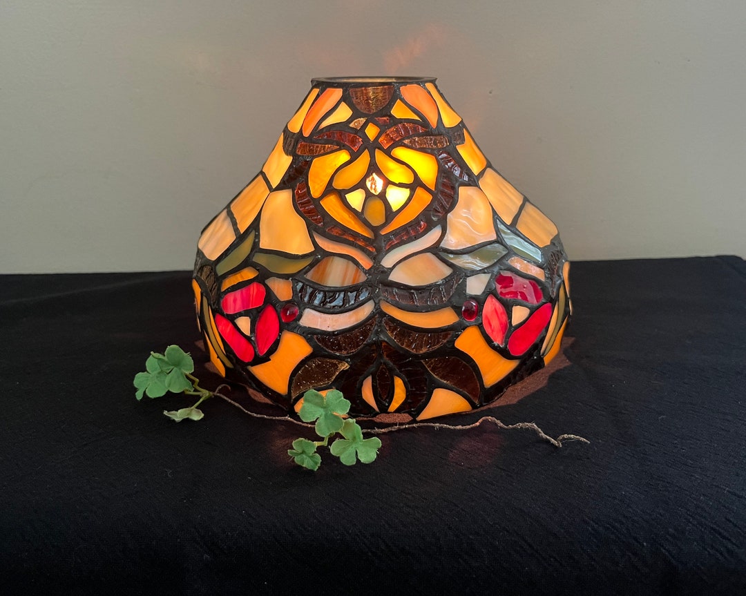 Vintage Spectrum Stained Glass Shade Slag Stained Glass Replacement ...