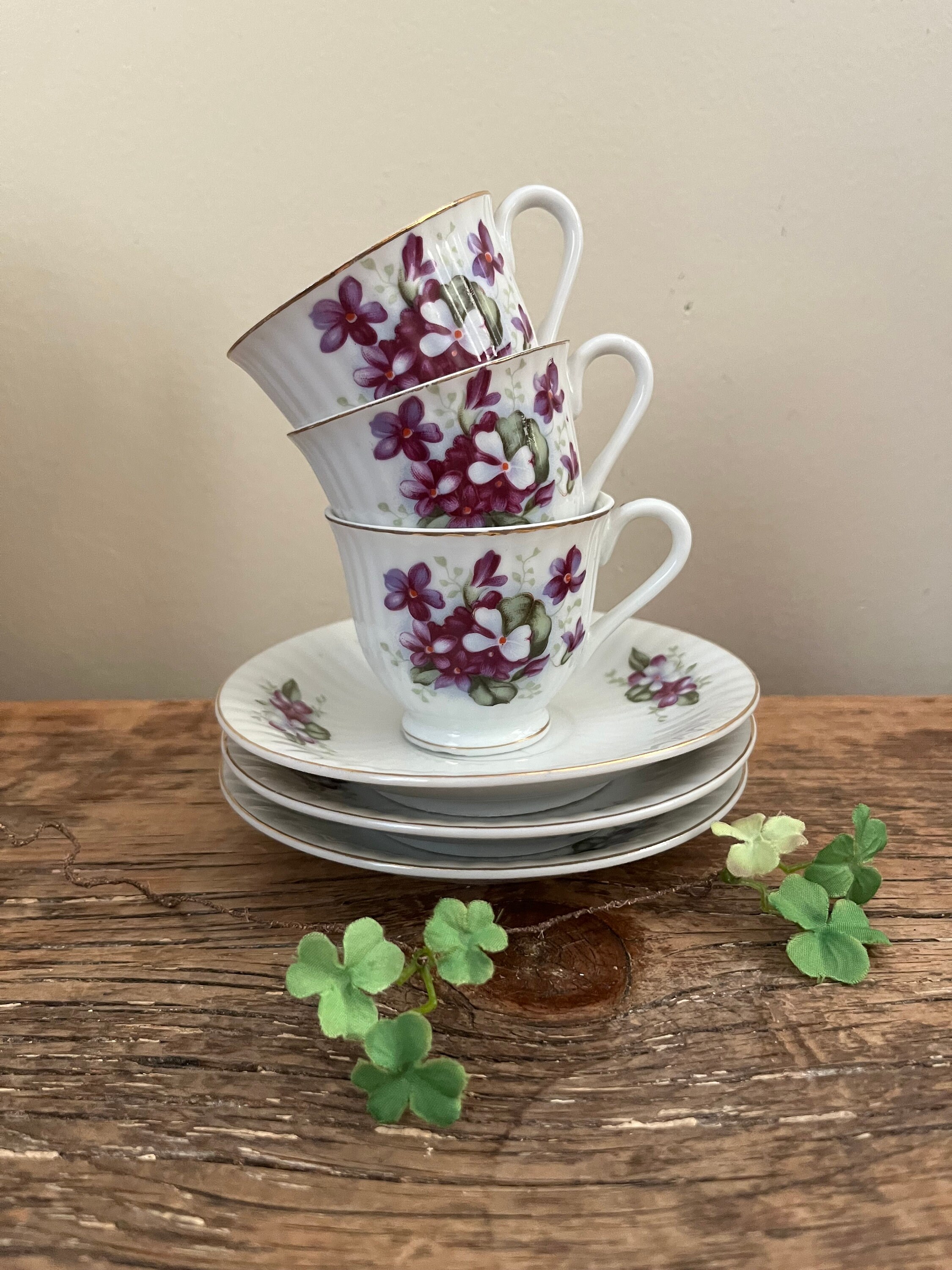 Vintage Floral Violet Miniature Tea Set Retro Tea Set Made in Japan Tea ...