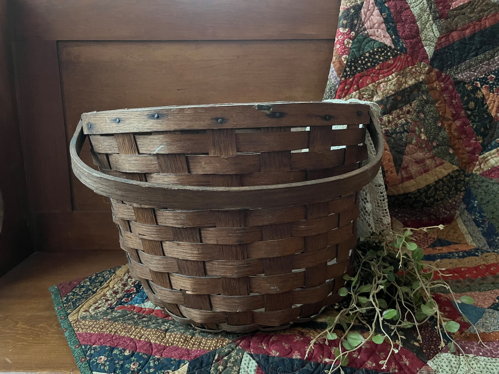 Antique Woven Wood Splint Basket Gathering Basket Farmers - Etsy