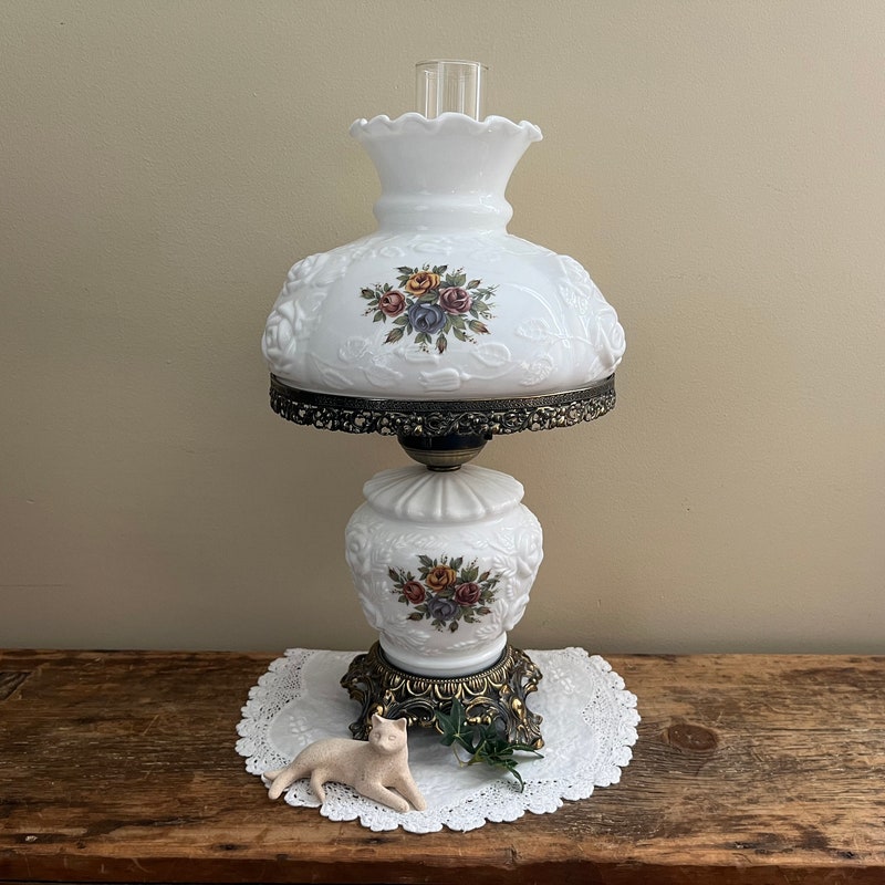 Antique Milk Glass Lamps - Etsy