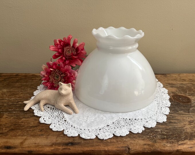 Milk Glass Student Lamp Shade - Vintage Parlor Lamp Table Lamp Hanging ...