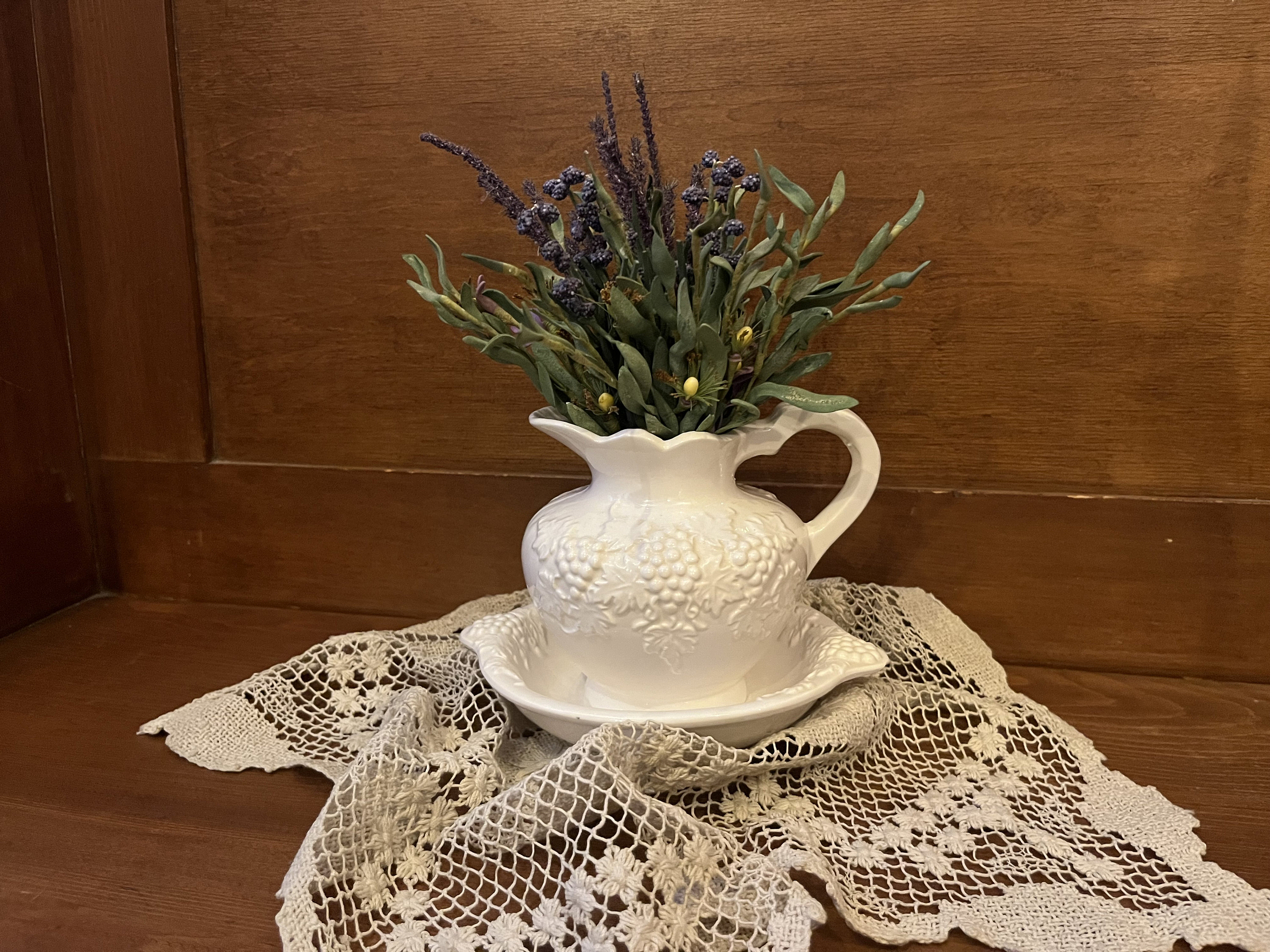 Vintage Pitcher & Wash Basin Saucer Simple Miniature Small White ...