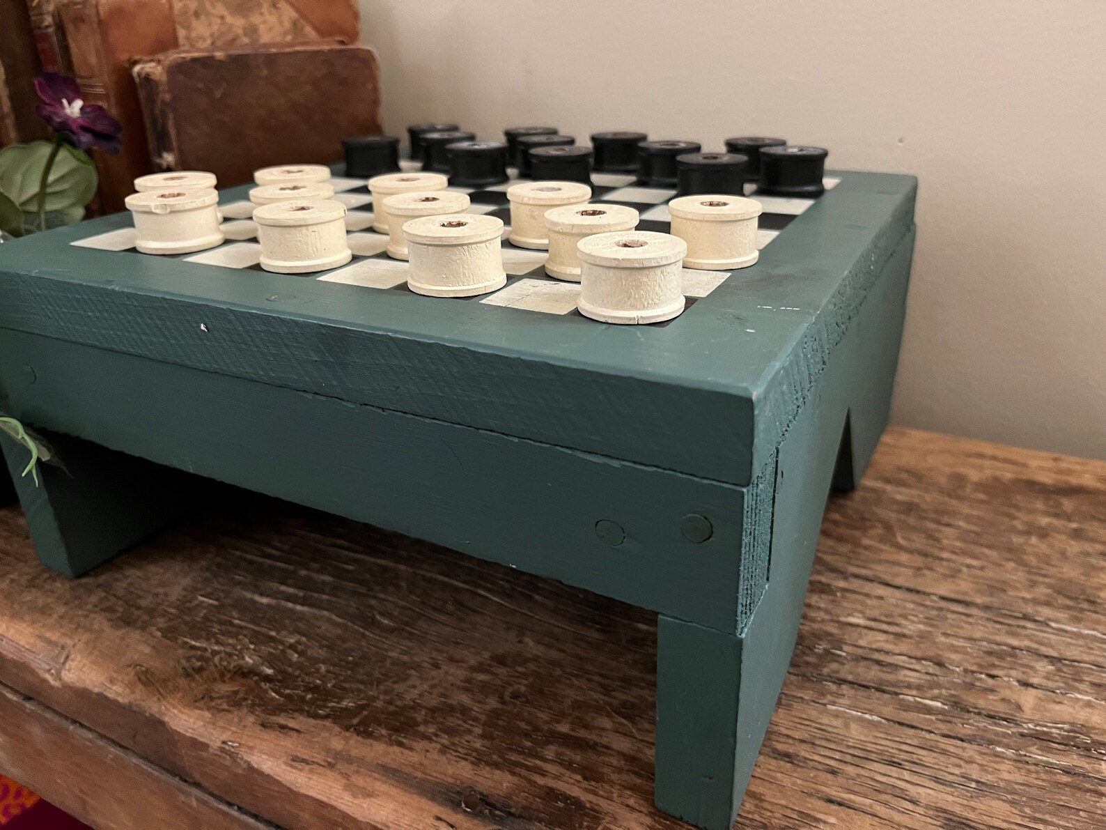 Handmade Checkers Table Wood Bench Stool - Etsy