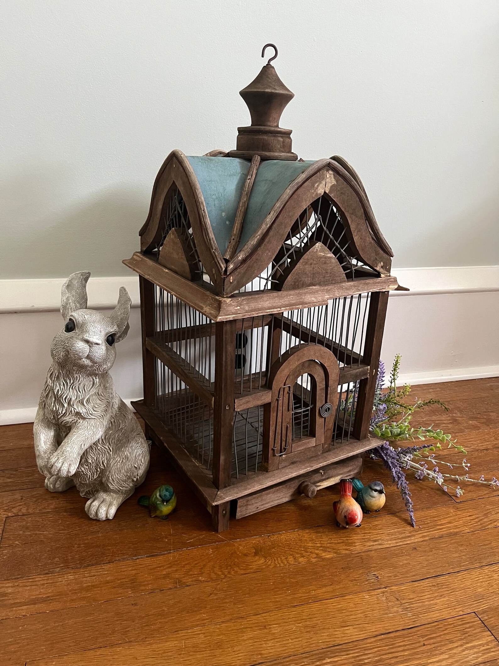 Charming Primitive Vintage Bird Cage - Vintage Weathered Bird Cage With ...