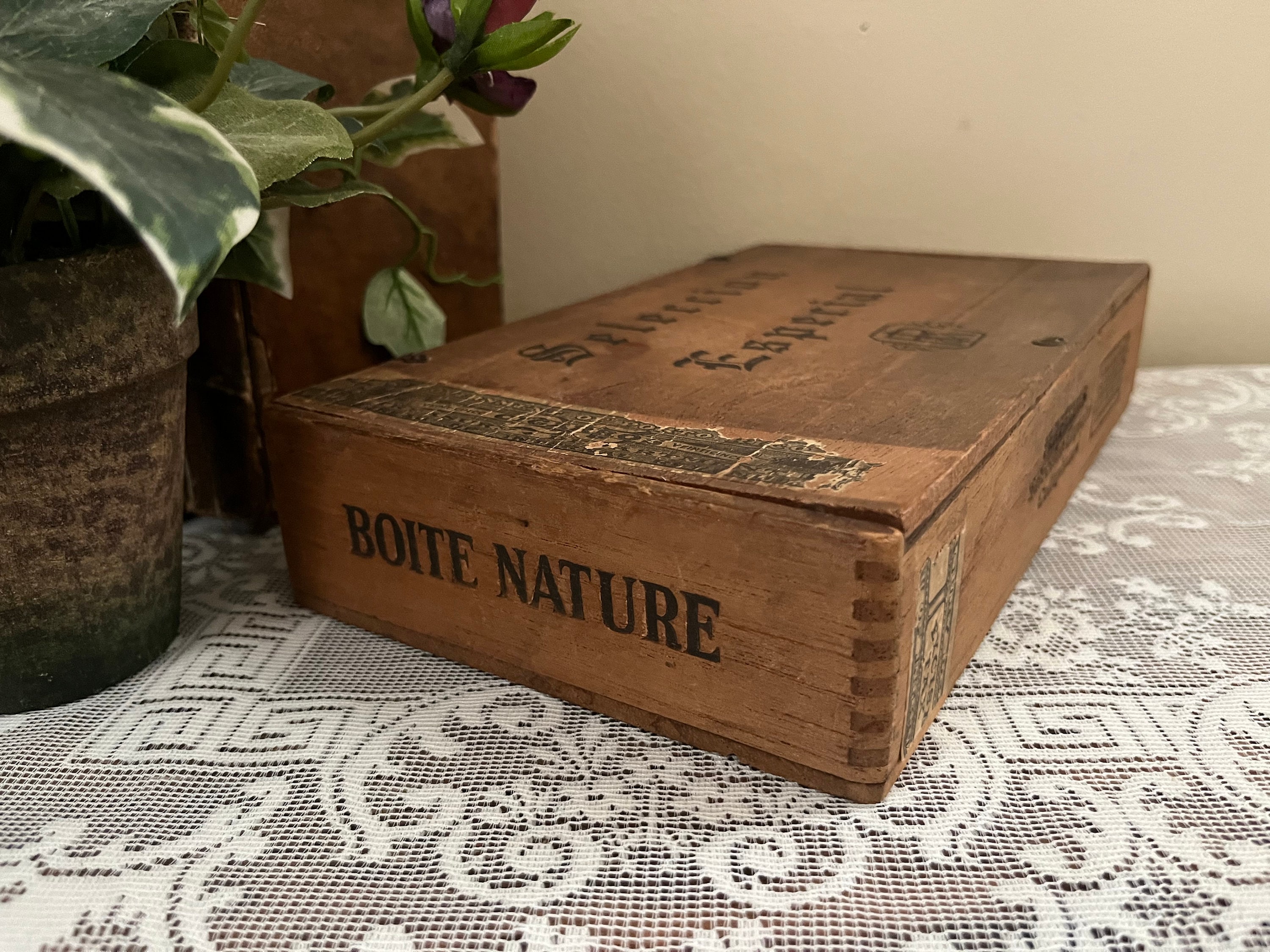 Antique Wood Cigar Box Empty - Early 1900s Wood Box - Infanzon ...