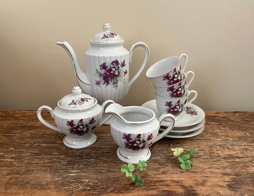 Vintage Floral Violet Miniature Tea Set - Retro Tea Set Made in Japan ...