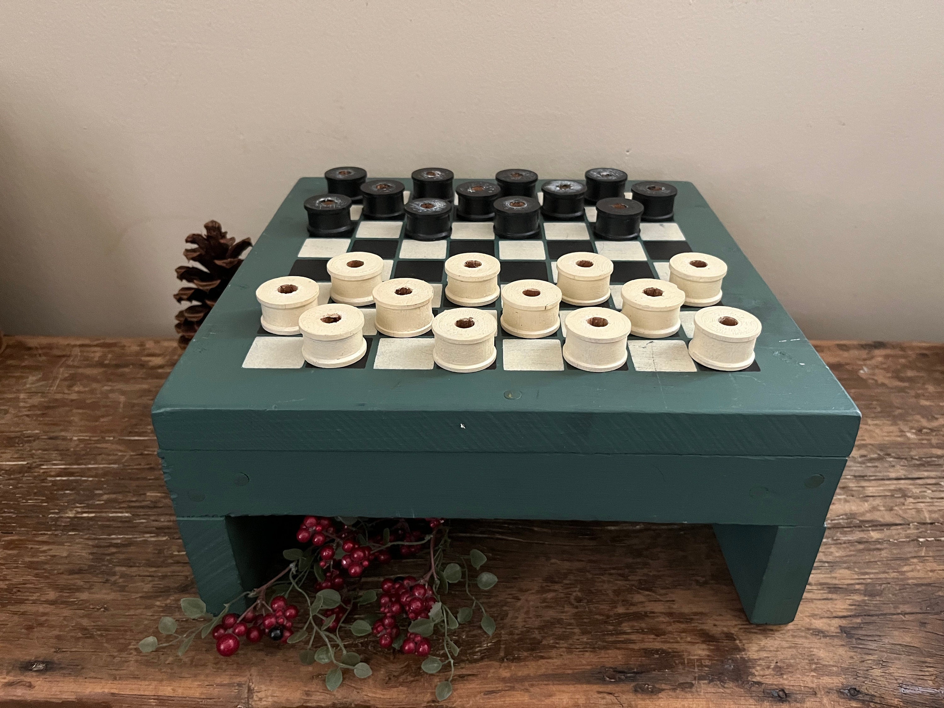 Handmade Checkers Table Wood Bench Stool - Etsy