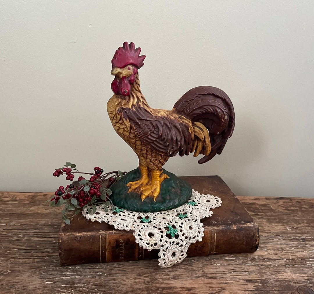 Cast Iron Rooster Farmhouse Decor - Country Kitchen Rooster Door Stop ...