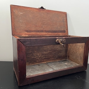 Antique Wood Collection Display Box - Antique Tote Box With Open Front ...