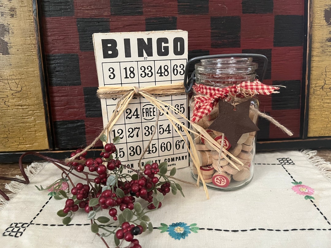 Vintage Bingo Game Cards Wood Numbers and Card Markers - Vintage Bingo ...
