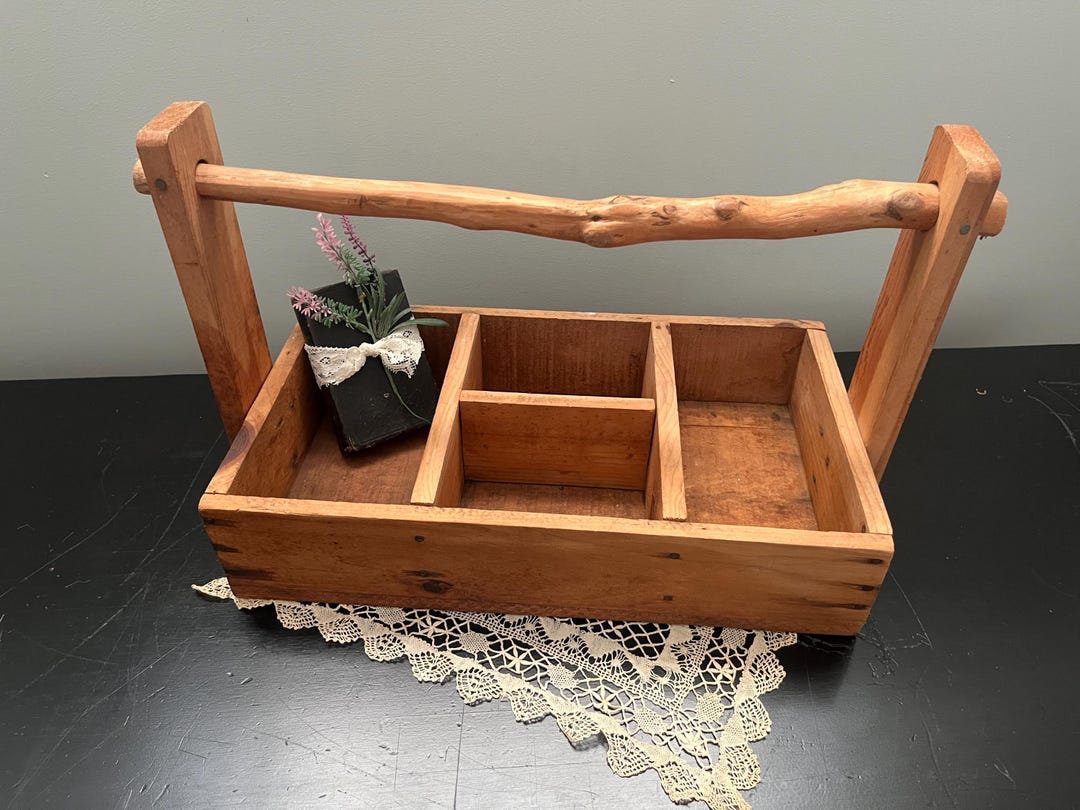 Primitive Wood Tote Box - Farmhouse Caddy - Handmade Tote - Display or ...