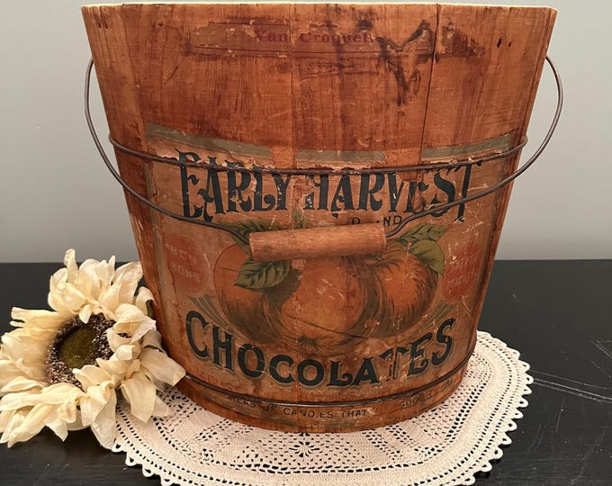 Antique Primitive Firkin Oak Wood Handled Sugar Bucket Barrel W Lid ...