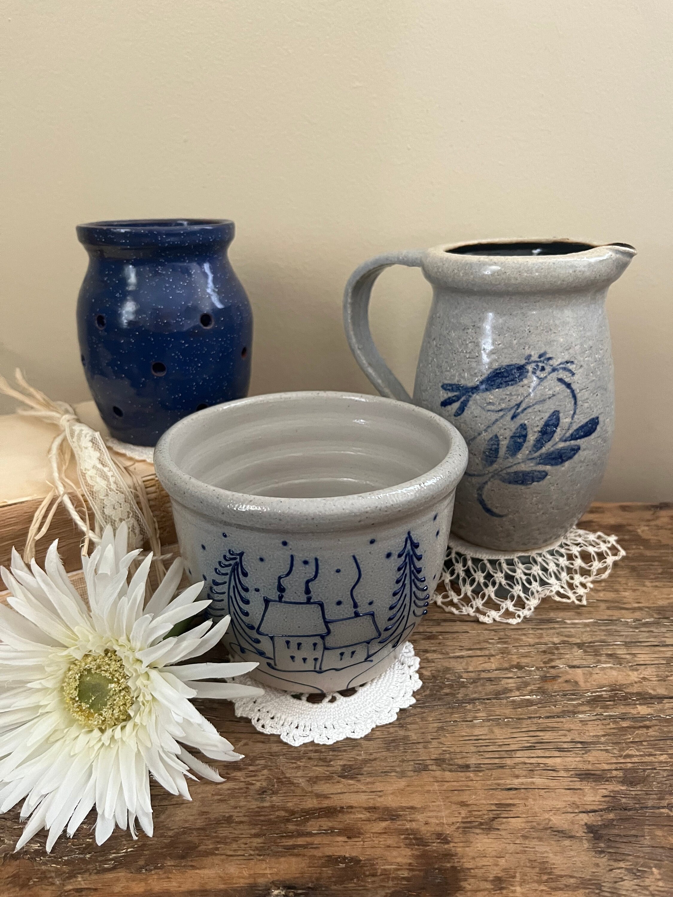 Set of 3 Vintage Pottery - Mismatched Set of Stoneware - Etsy