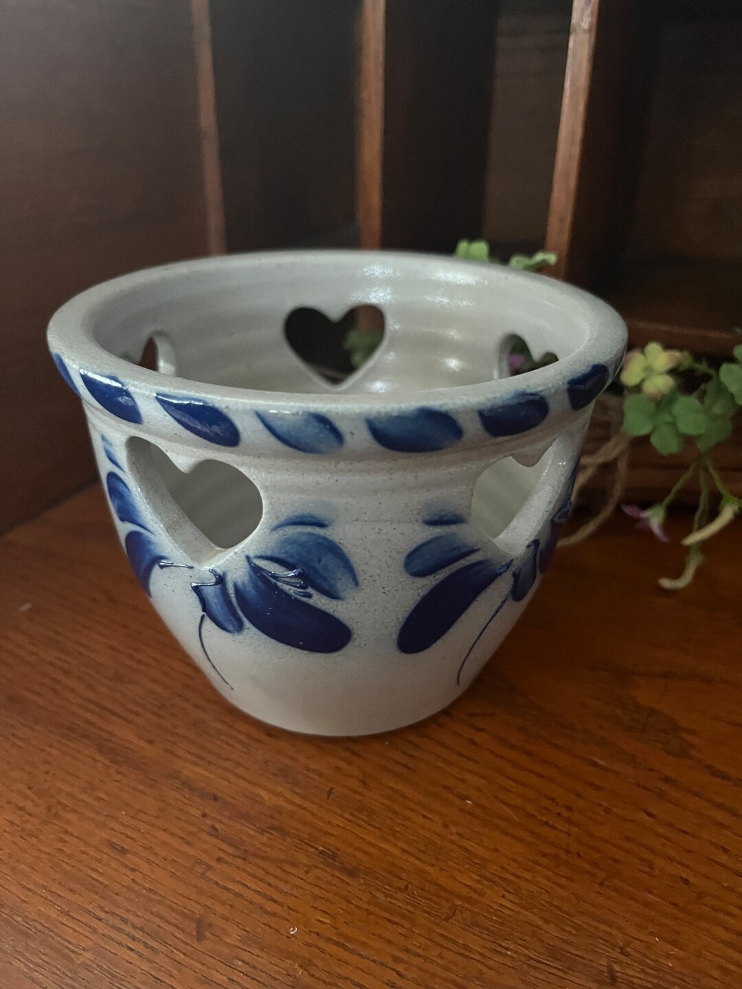 Vintage Eldreth Pottery Heart Cut Out Pottery Salt Glaze Stoneware ...