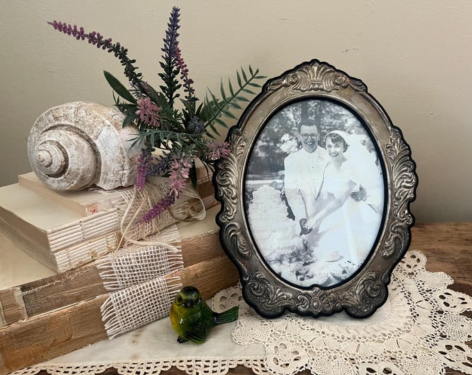 Tarnished Silver Plate Oval Frame - Vintage Photograph Silver Plated ...