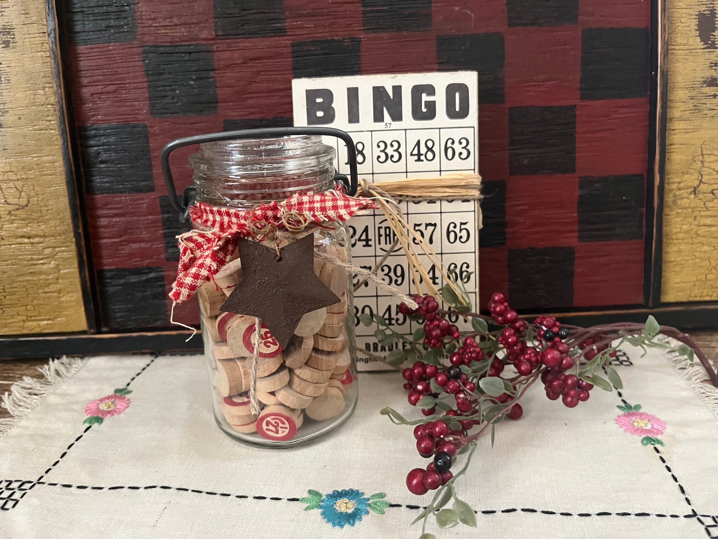 Vintage Bingo Game Cards Wood Numbers and Card Markers - Etsy