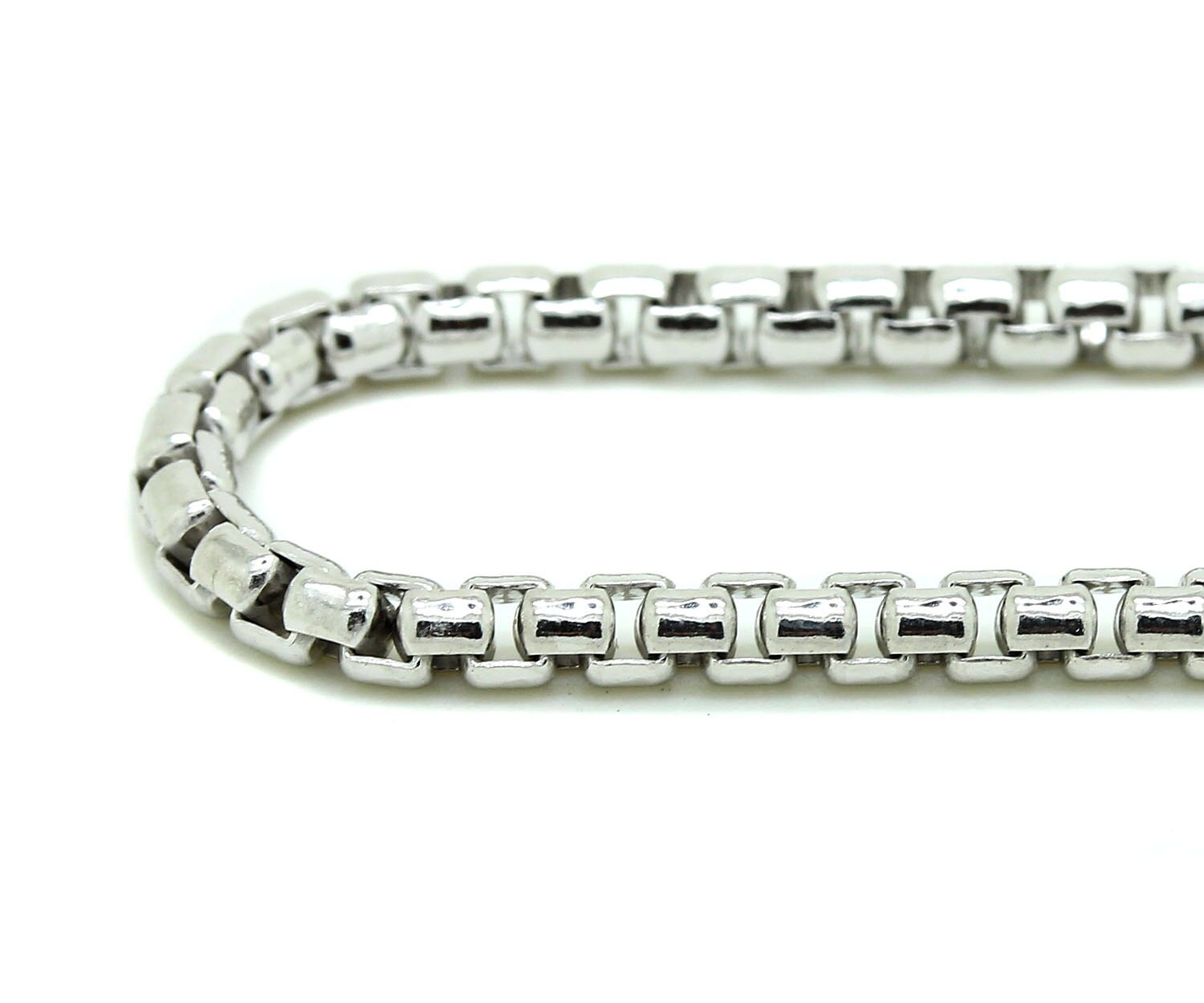 Round Box Silver Chain Italy .925 Sterling Solid Necklace Mens | Etsy