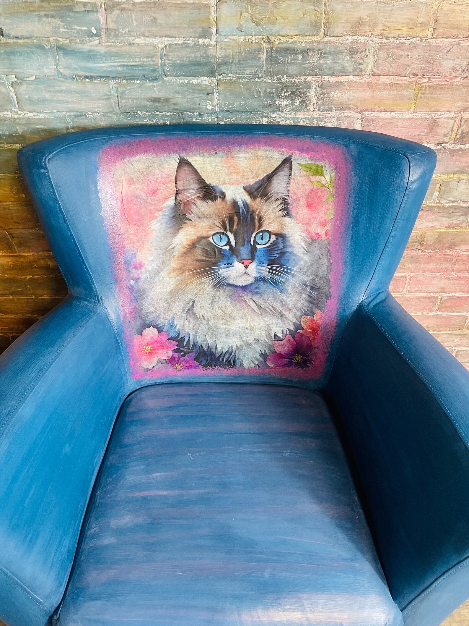 Swivel Decoupage Leather Kitten Chair - Etsy