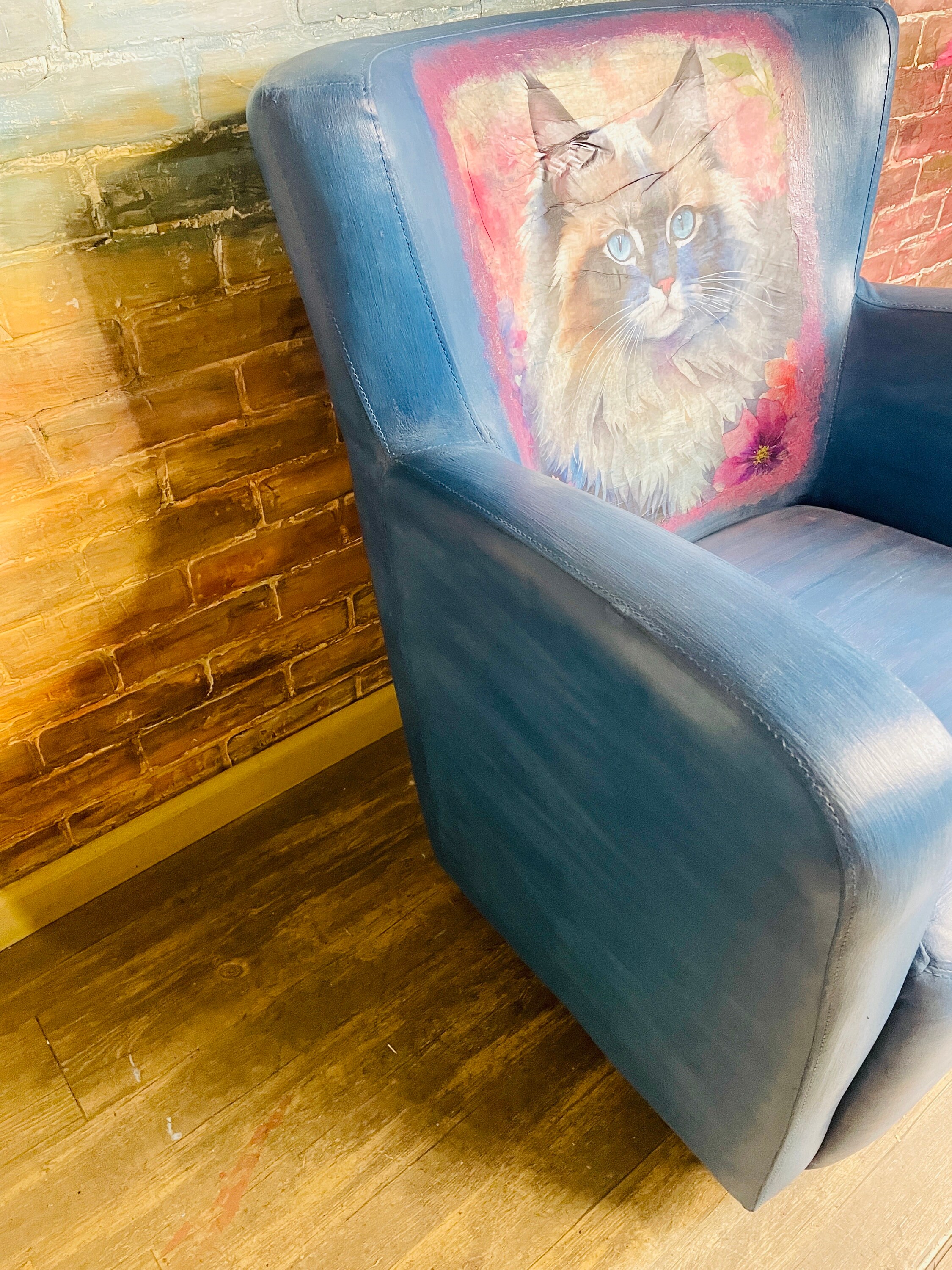 Swivel Decoupage Leather Kitten Chair - Etsy