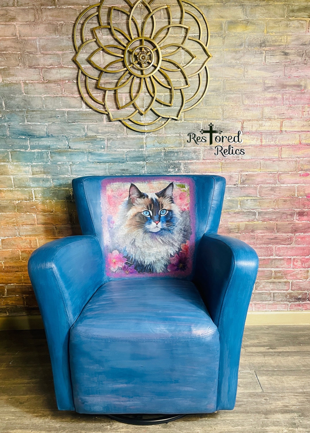 Swivel Decoupage Leather Kitten Chair - Etsy
