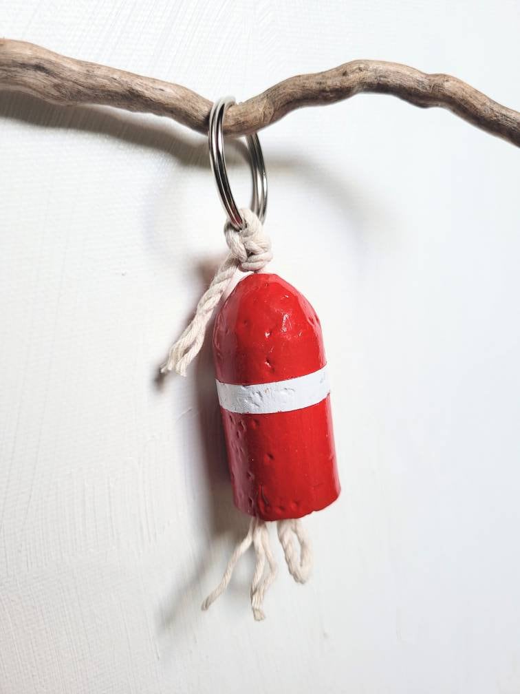 Buoy Keychain Red and White Upcycled Wine Cork Diving Buoy - Etsy